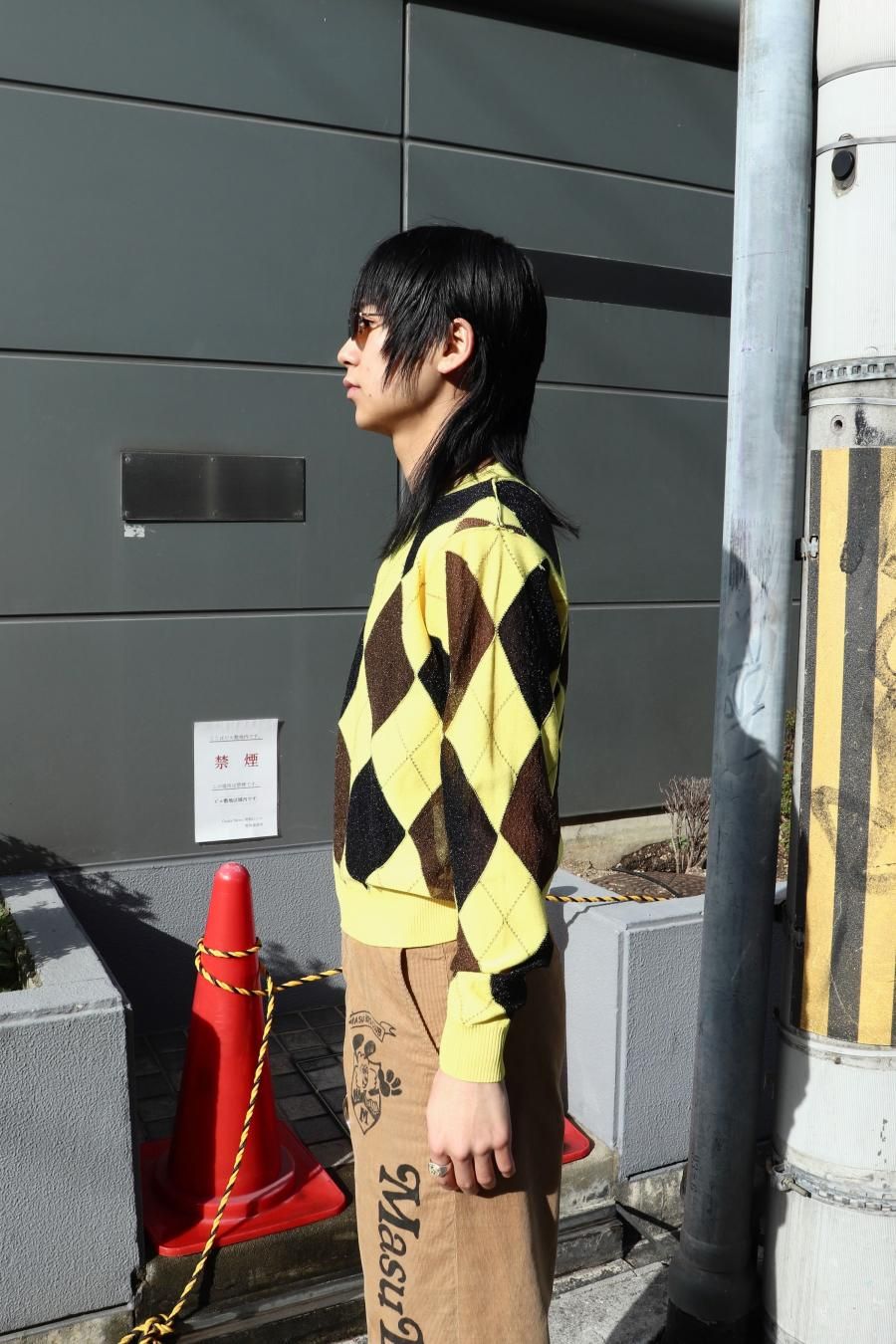 MASU(エムエーエスユー)のREVERSED ARGYLE SWEATER YELLOWの MASU(エムエーエスユー)のREVERSED ARGYLE SWEATER YELLOWの