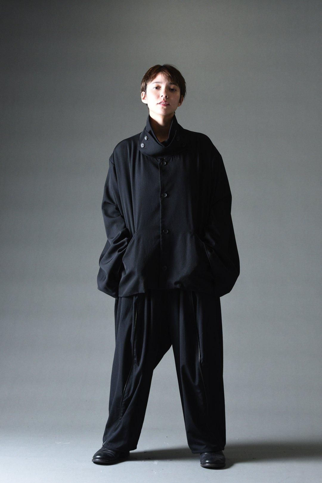 BISHOOL Wool Gabardine KIMONO Sleeve Stand Jacket - BISHOOL BISHOOL Wool Gabardine KIMONO Sleeve Stand Jacket - BISHOOL